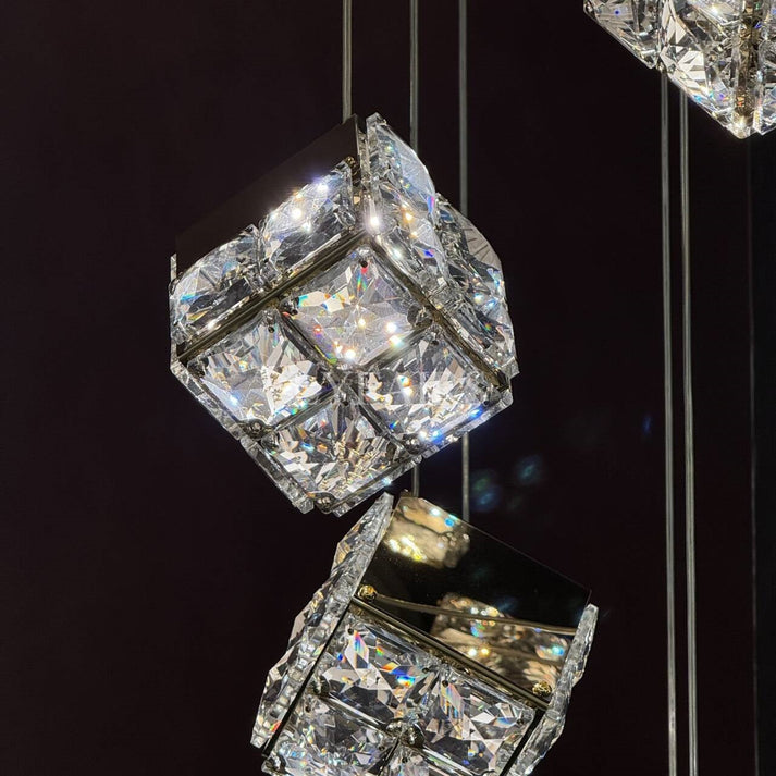 Luxury Floating Crystal Magic Cube Chandelier for High Ceilings – Lyfairs