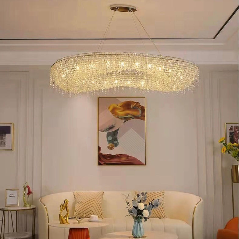 Unique Foyer Crystal Chandelier Luxury Hallway Ceiling Lamp Living Roo ...